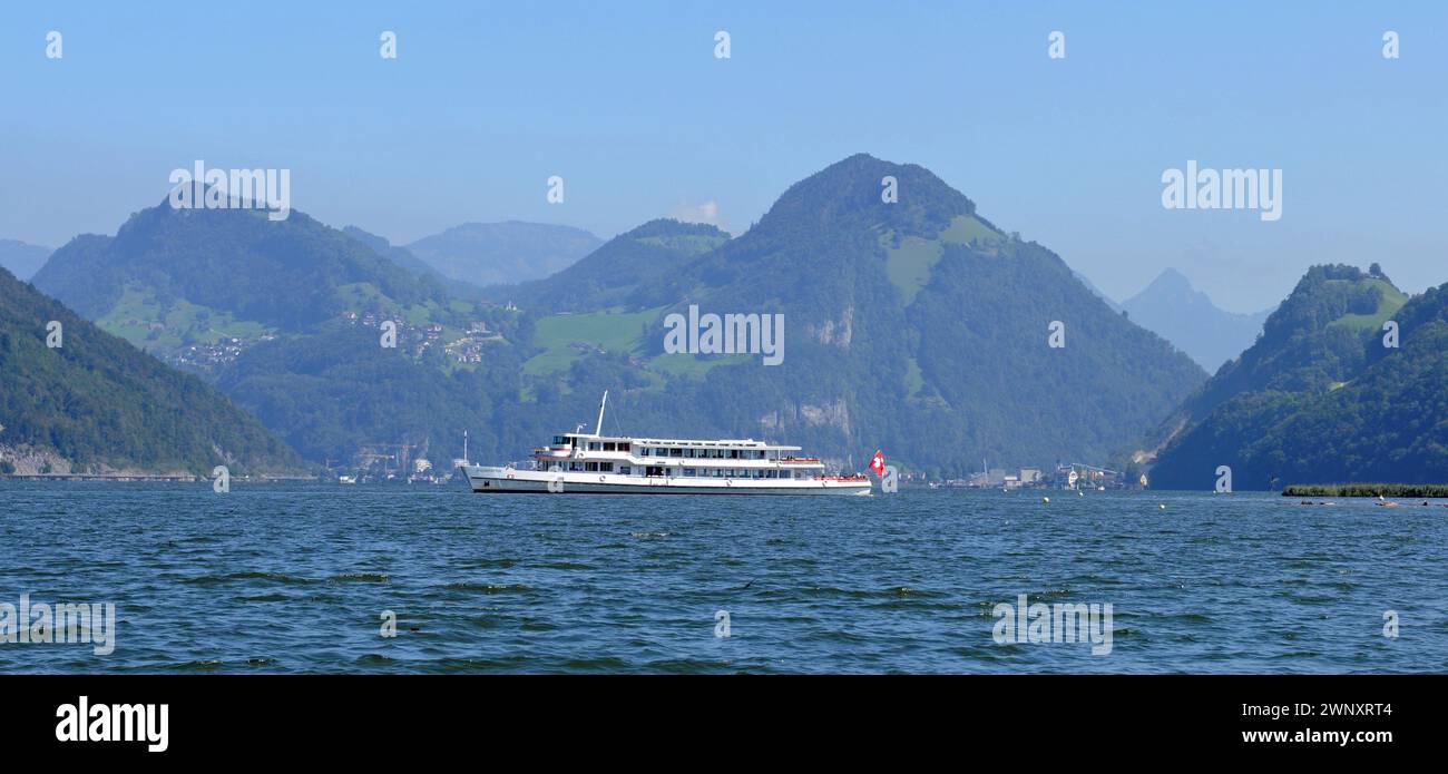Switzerland: Lake Lucerne Cruise near Alpnach at Mount Pilatus Stock ...