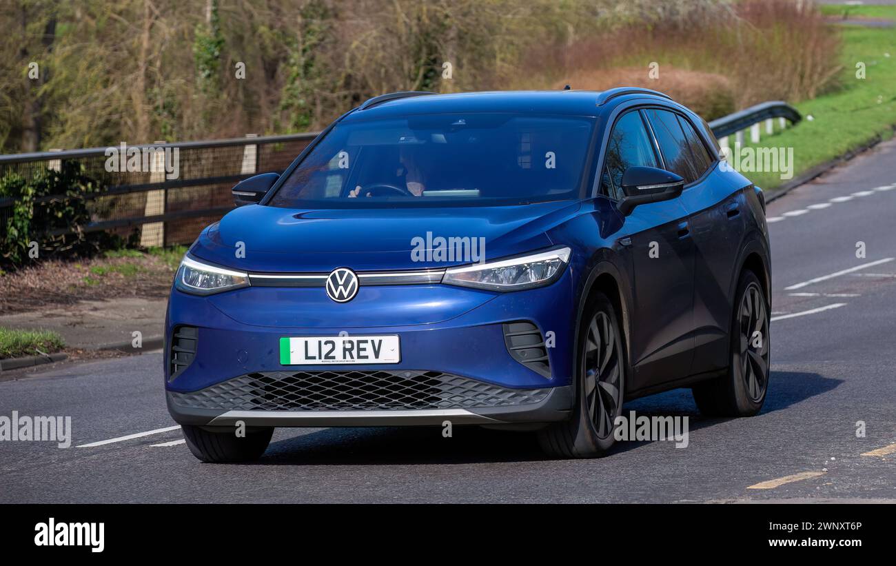 Milton Keynes,UK-Mar 4th 2024: 2021 blue Volkswagen ID4 1st edition ...