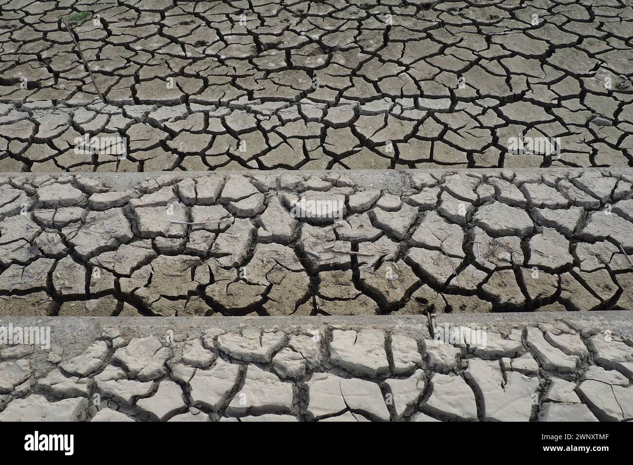 The ground has cracks in the top view for the background or graphic ...