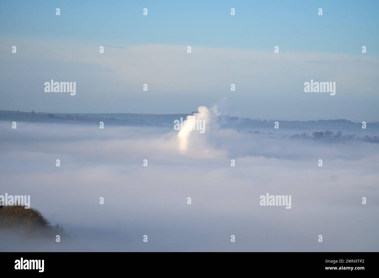 Cloud inversion in Darley Dale, Derbyshire, UK Stock Photo - Alamy