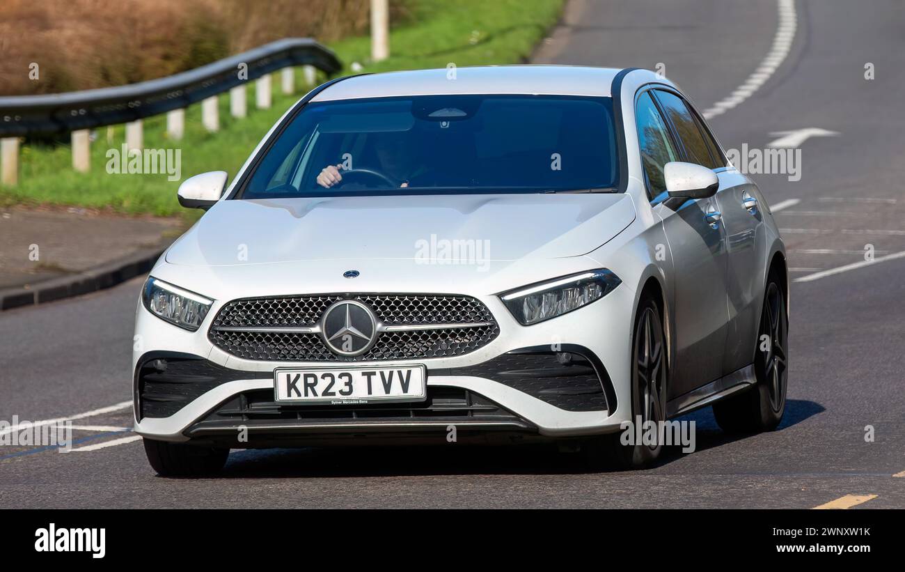 Milton Keynes,UK-Mar 4th 2024: 2023 white Mercedes Benz A 180 amg line ...