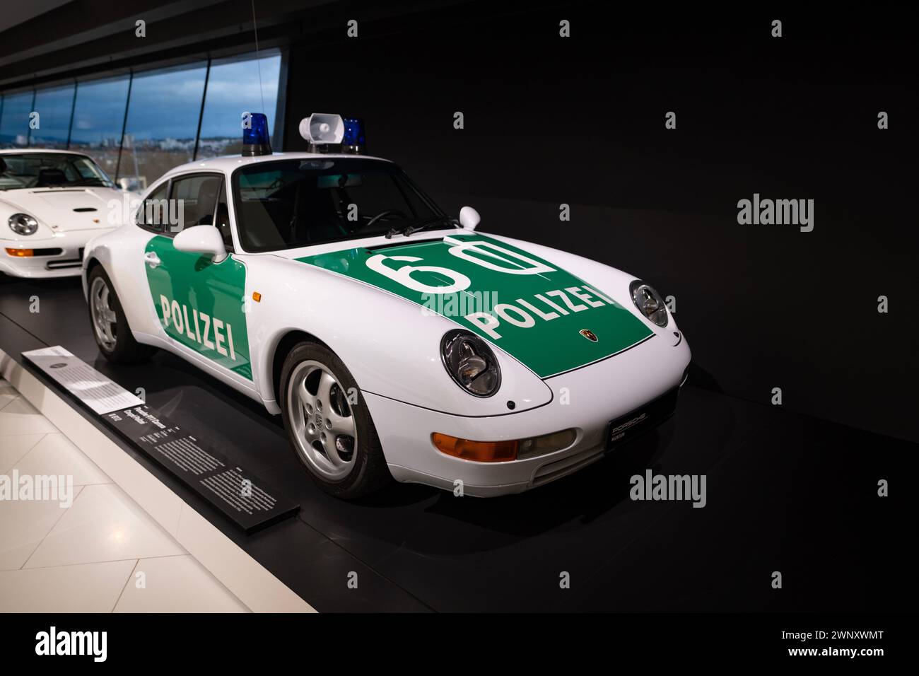 vintage white and green police sports car Porsche 911 Carrera, Oldtimer ...