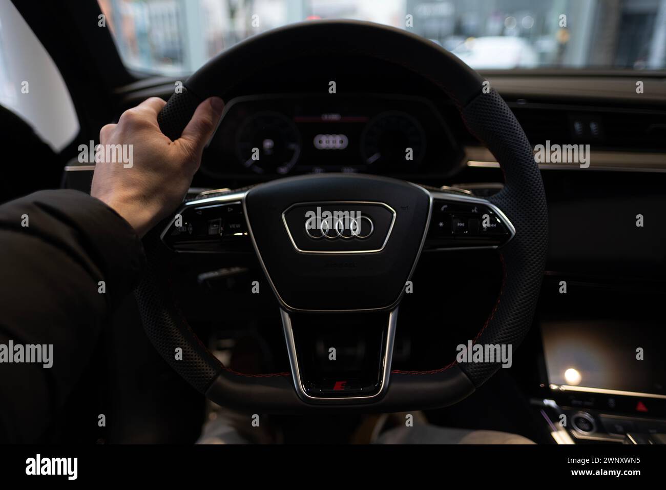 black steering wheel Audi Q8 Sportback e-tron 2024 Electric Car ...