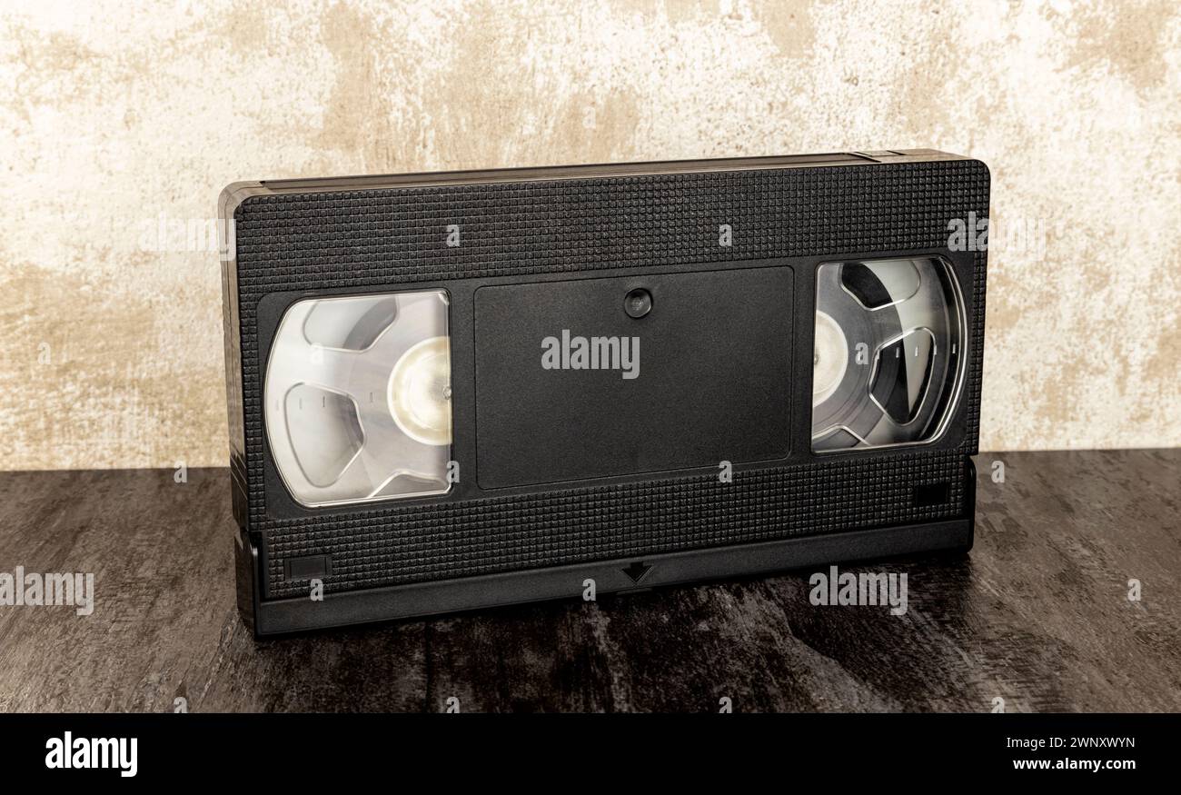 VHS cassette. The concept of film rental stores. A video cassette for a ...