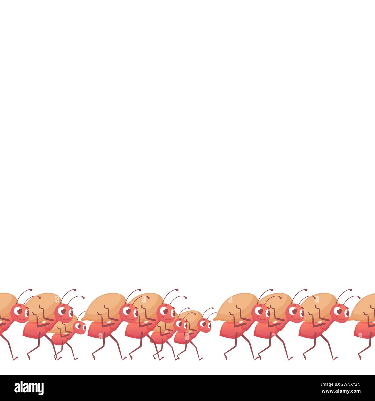 Ants insects workers in active poses walking. Vector seamless ...