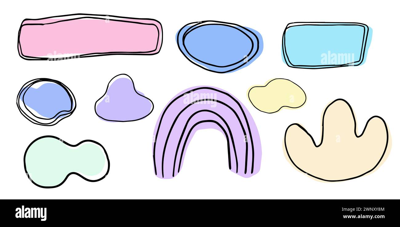 Organic blob soft shape y2k abstract comic element with line decoration ...