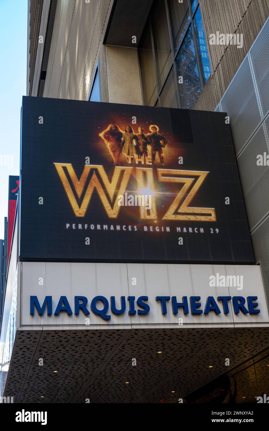 "The Wiz" Marquee Sign at the Marquis Theatre in Times Square, New York ...