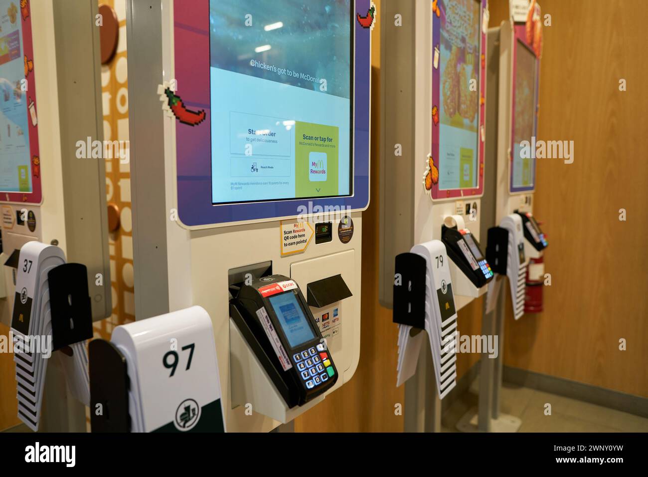 SINGAPORE - NOVEMBER 06, 2023: self-service kiosks inside McDonald's in ...