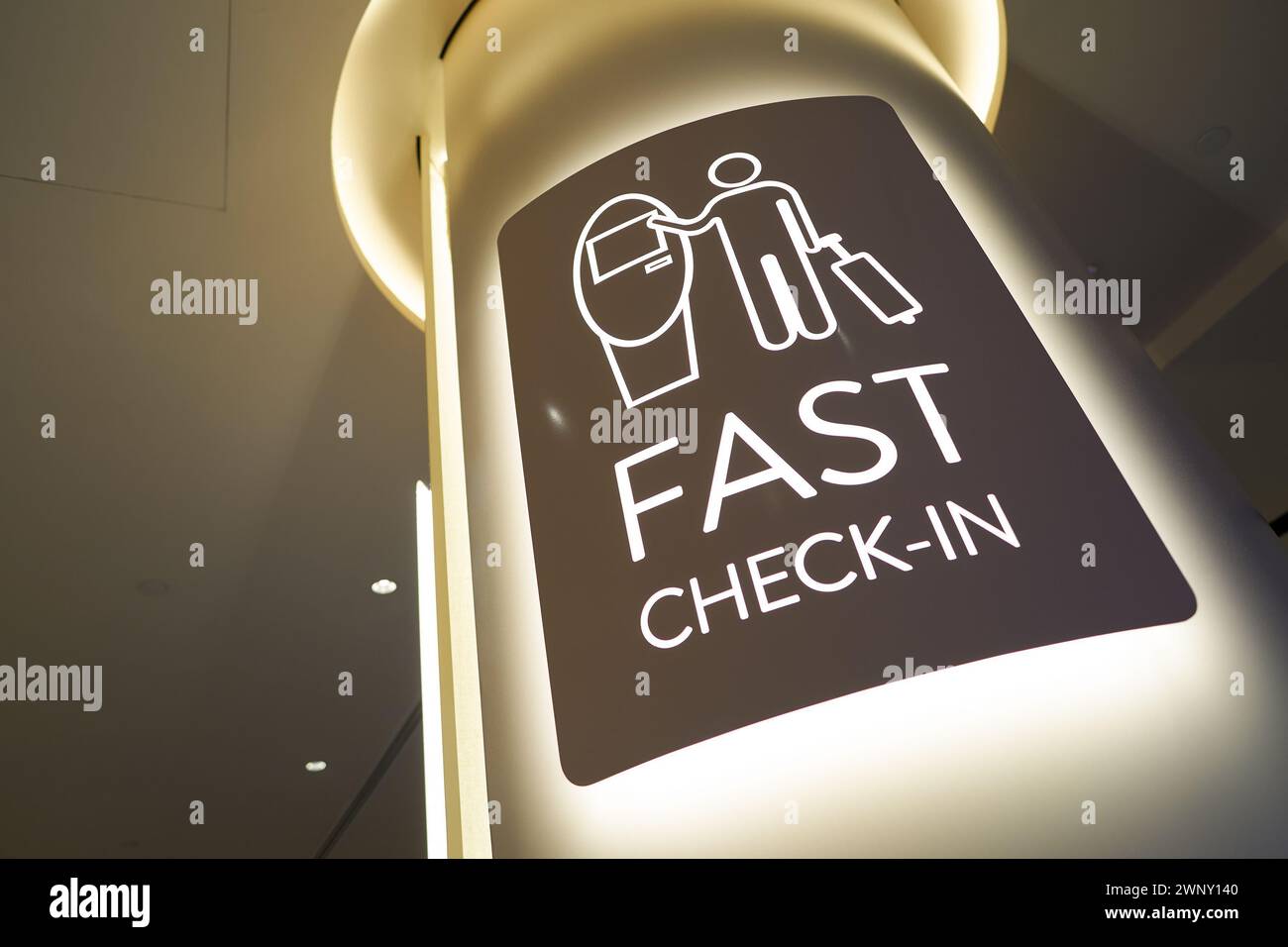 SINGAPORE - NOVEMBER 06, 2023: fast check-in sign as seen at the Early ...