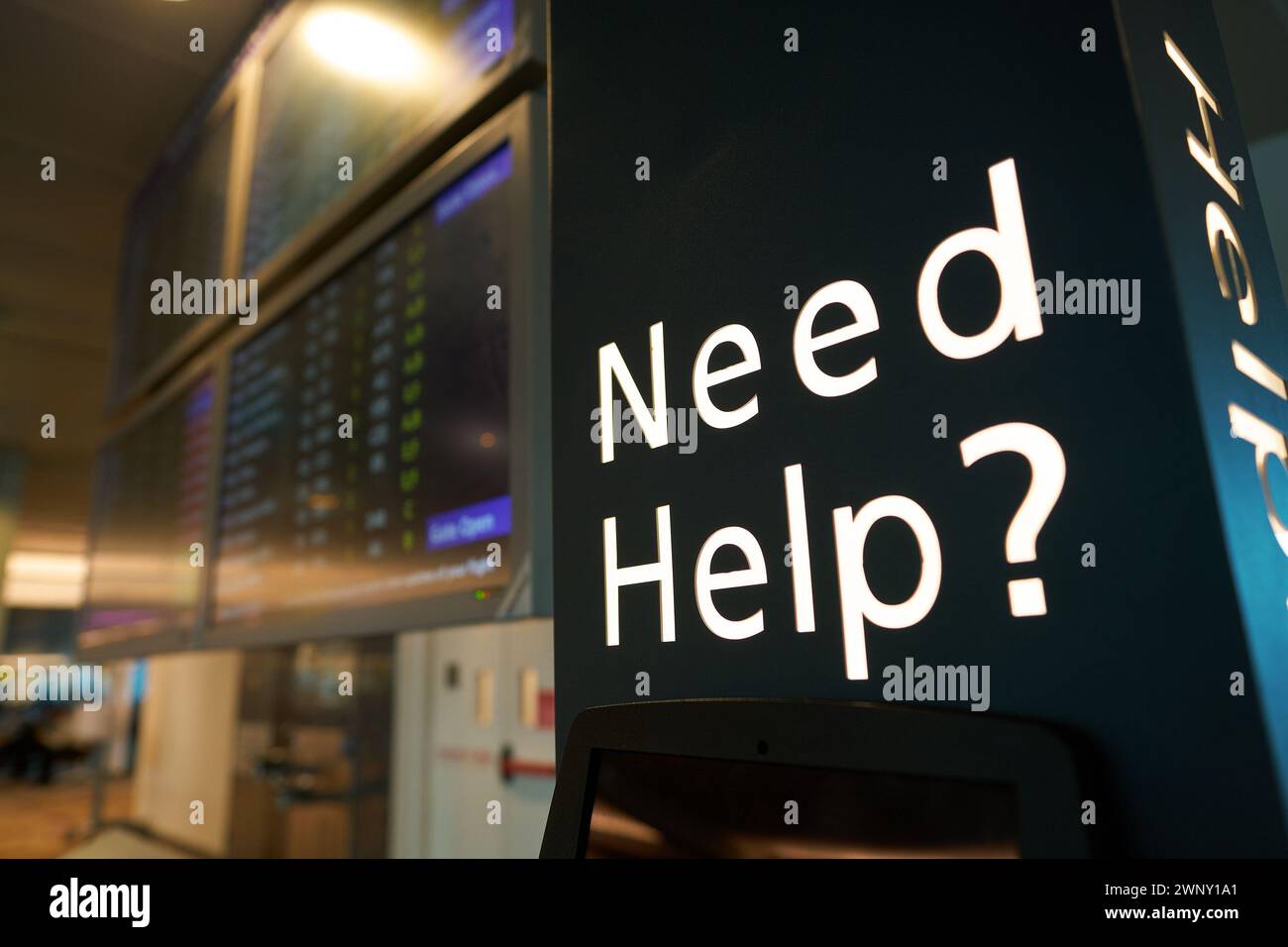SINGAPORE - NOVEMBER 06, 2023: close up shot of "Need Help?" sign with ...