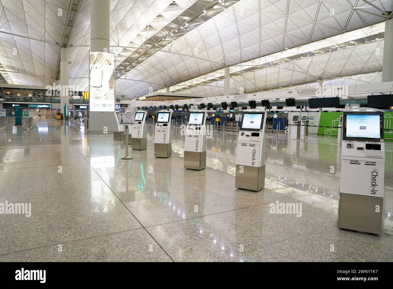 HONG KONG, CHINA - DECEMBER 04, 2023: self check-in area in Hong Kong ...