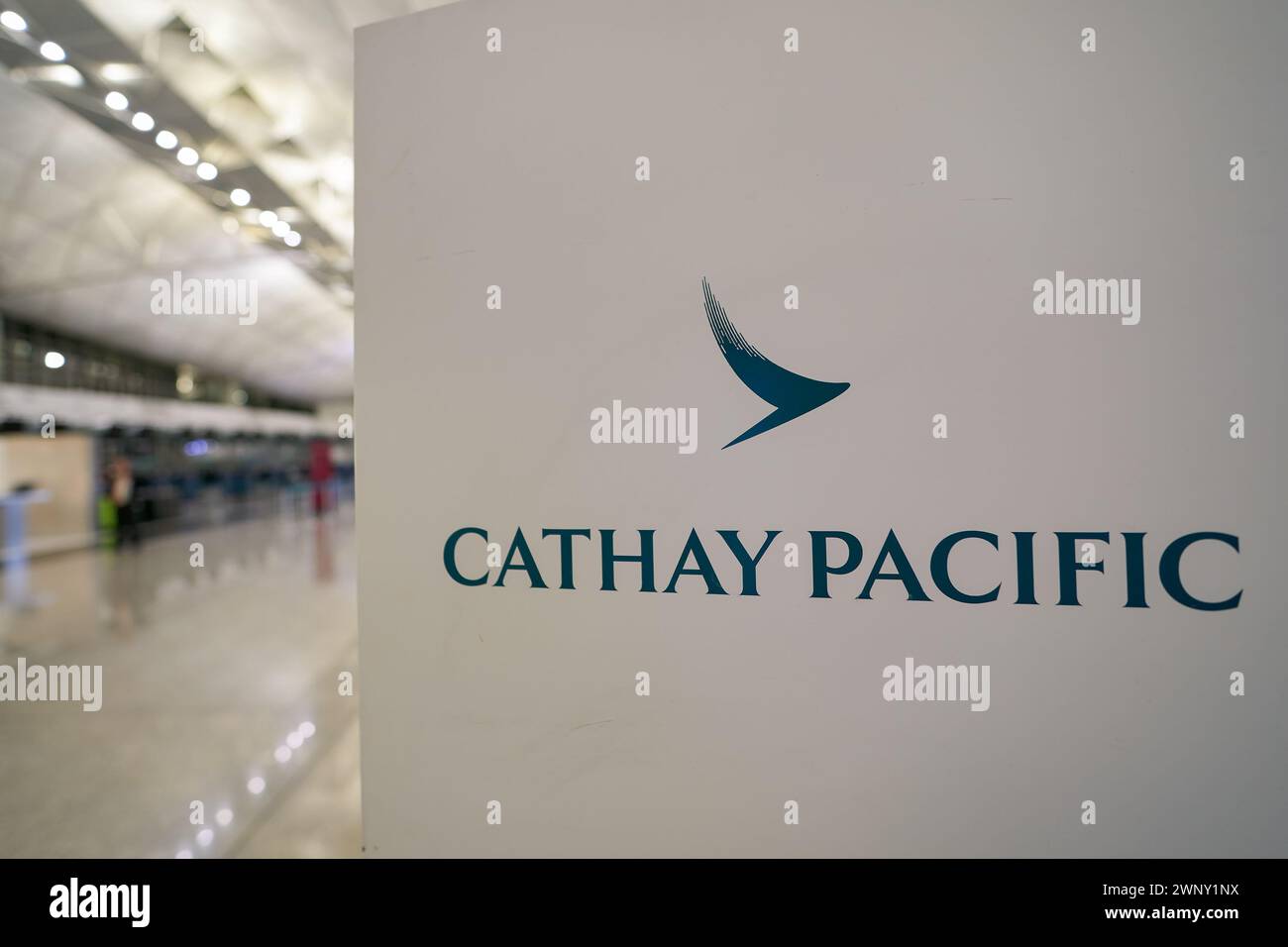 HONG KONG, CHINA - DECEMBER 04, 2023: close up shot of Cathay Pacific ...