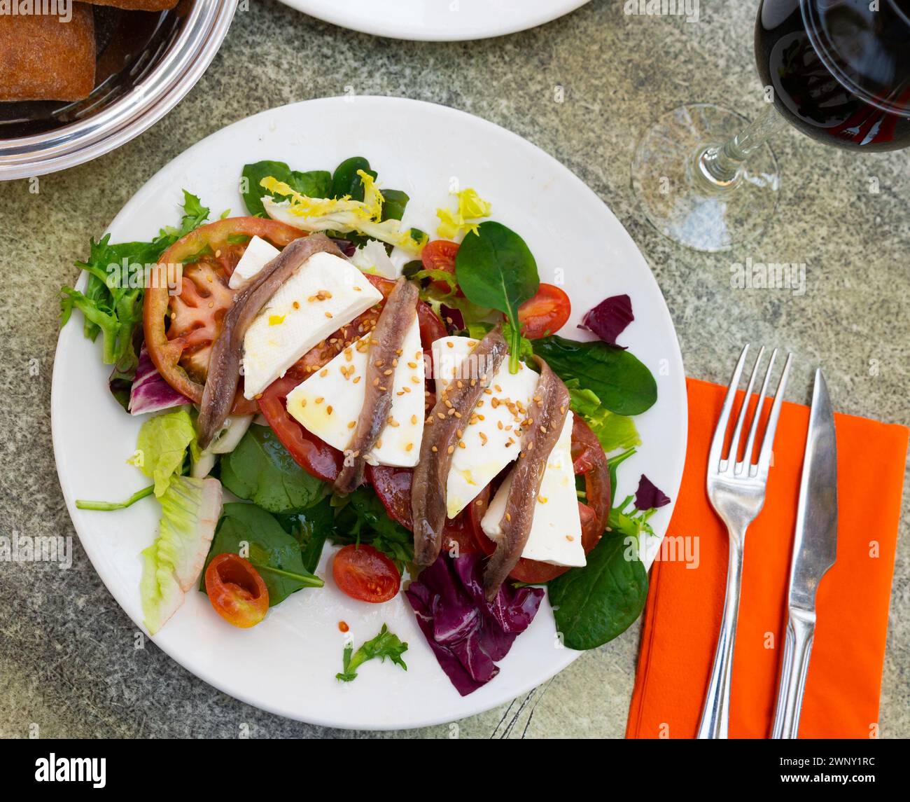 salad with anchovy fillet Stock Photo - Alamy