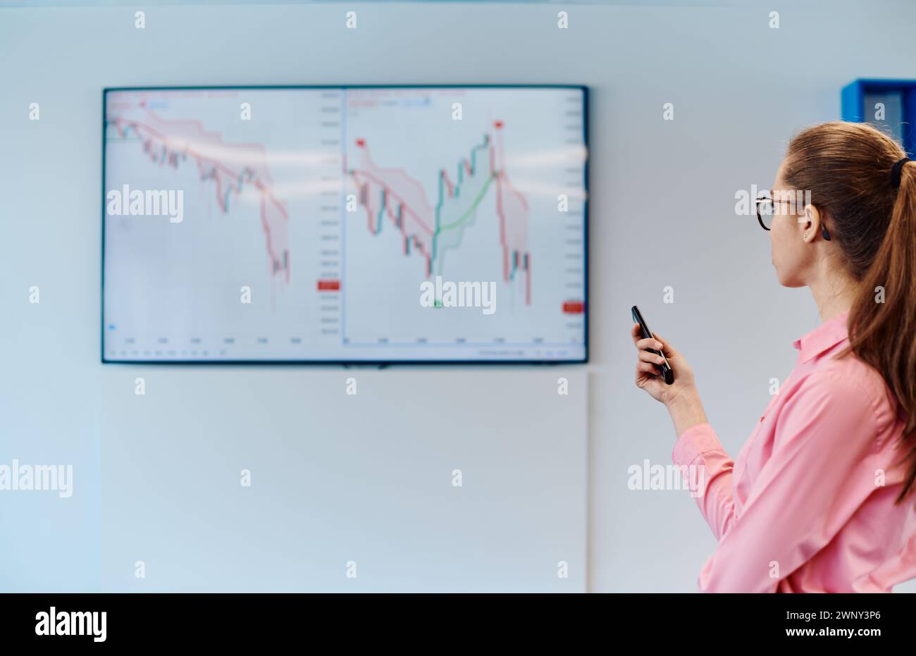 On Stage, Successful Female Speaker Presents Technological Product ...