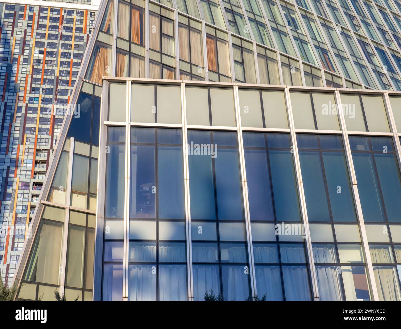 Abstraction from walls and windows. Buildings of unusual shape. Modern ...