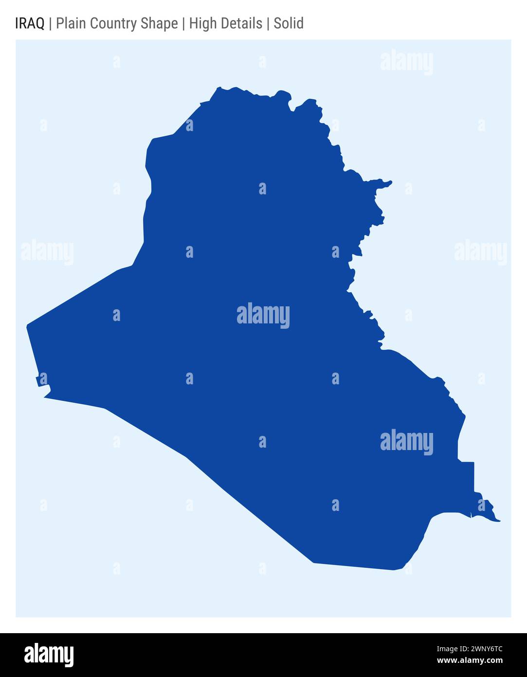 Republic of Iraq plain country map. High details. Solid style. Shape of ...