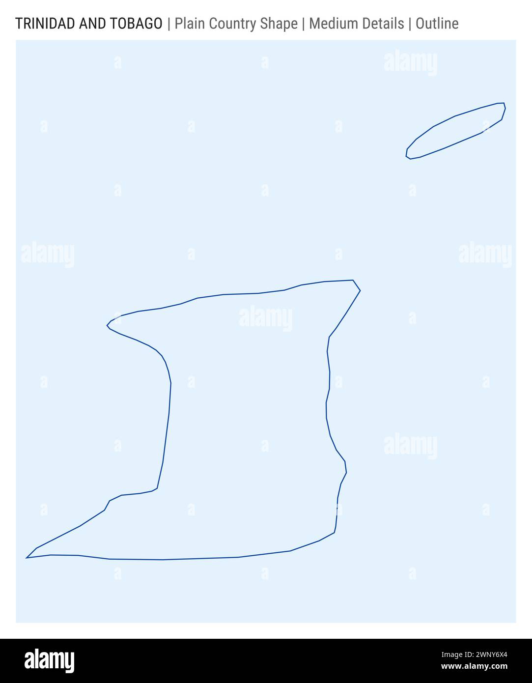 Trinidad and Tobago plain country map. Medium details. Outline style ... Trinidad and Tobago plain country map. Medium details. Outline style ...