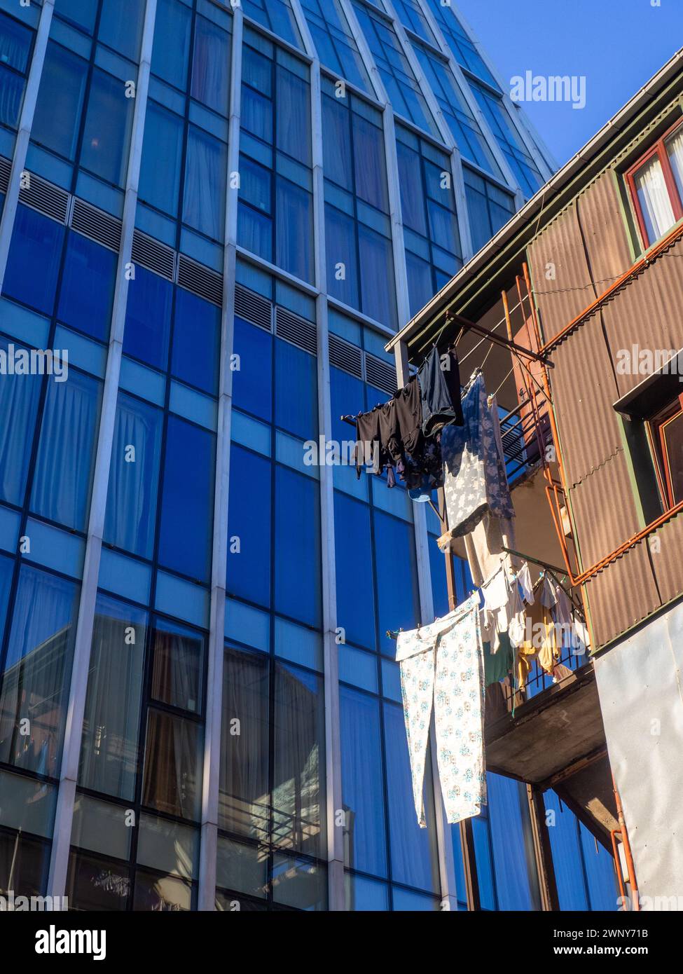 Abstraction from walls and windows. Buildings of unusual shape. Modern ...