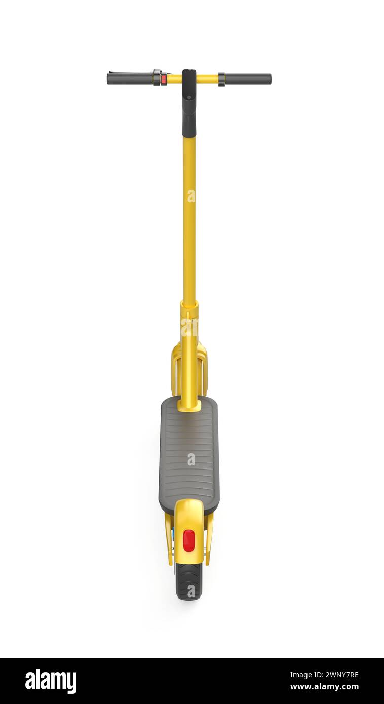 Back view of yellow electric scooter on white background Stock Photo ...