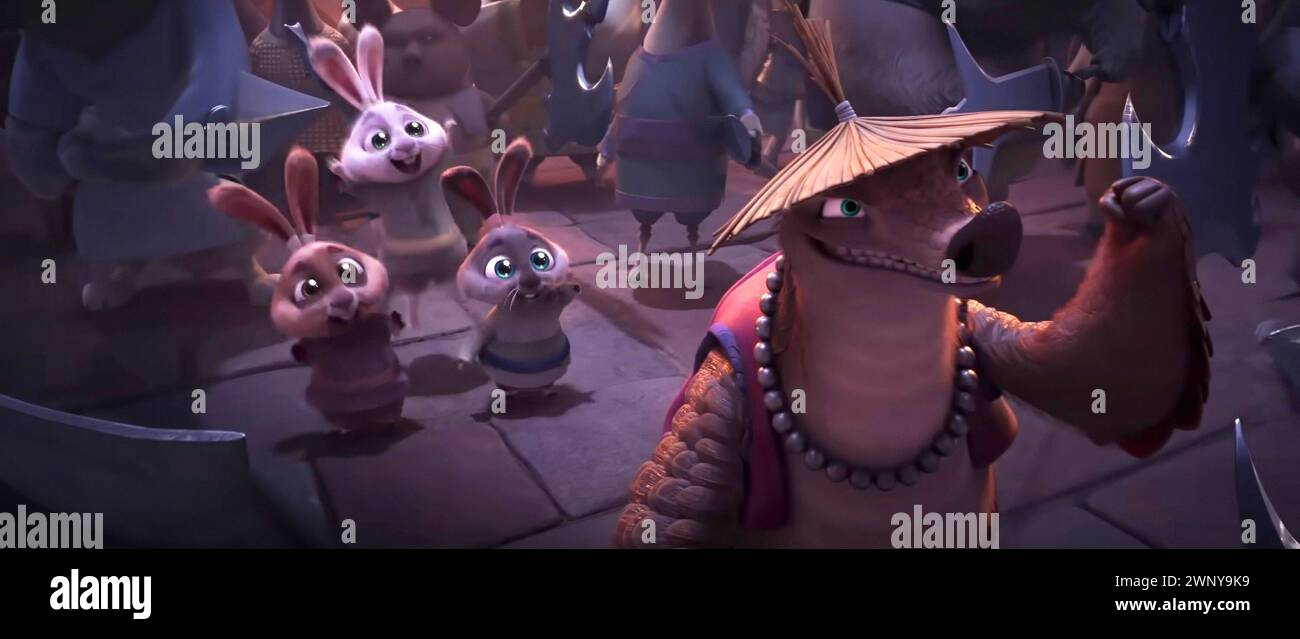 KUNG FU PANDA 4, from left: Bunnies, Han (voice: Ke Huy Quan), 2024 ...