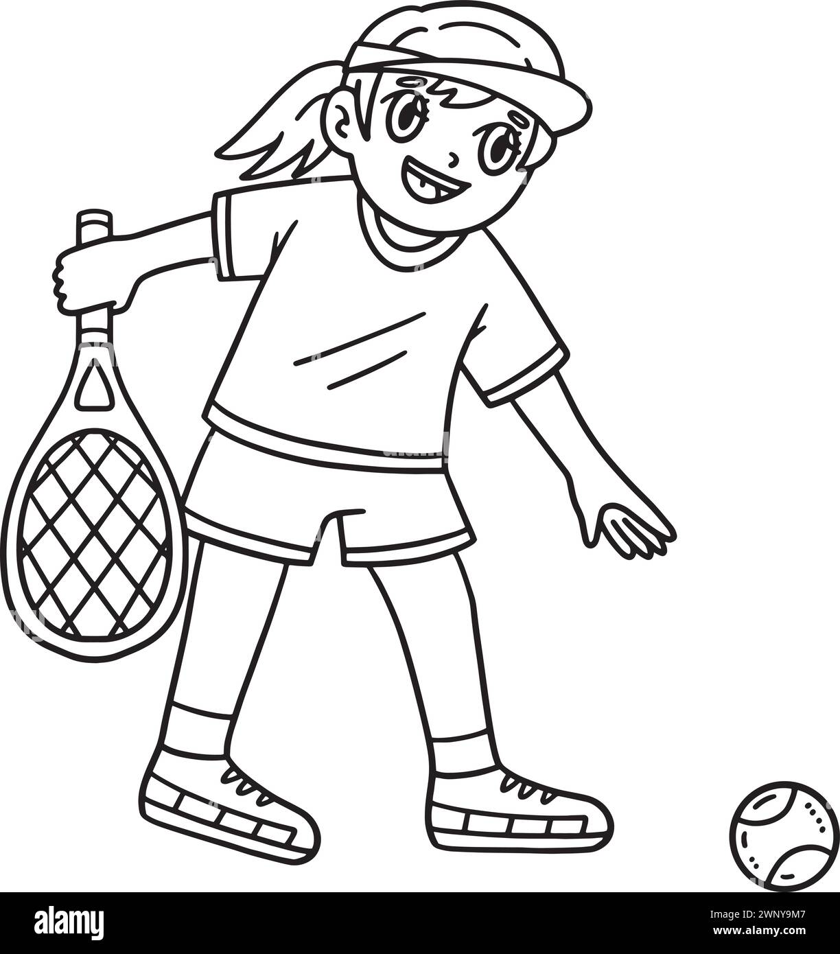 Tennis Female Player Picking a Ball Isolated Stock Vector Image & Art ...