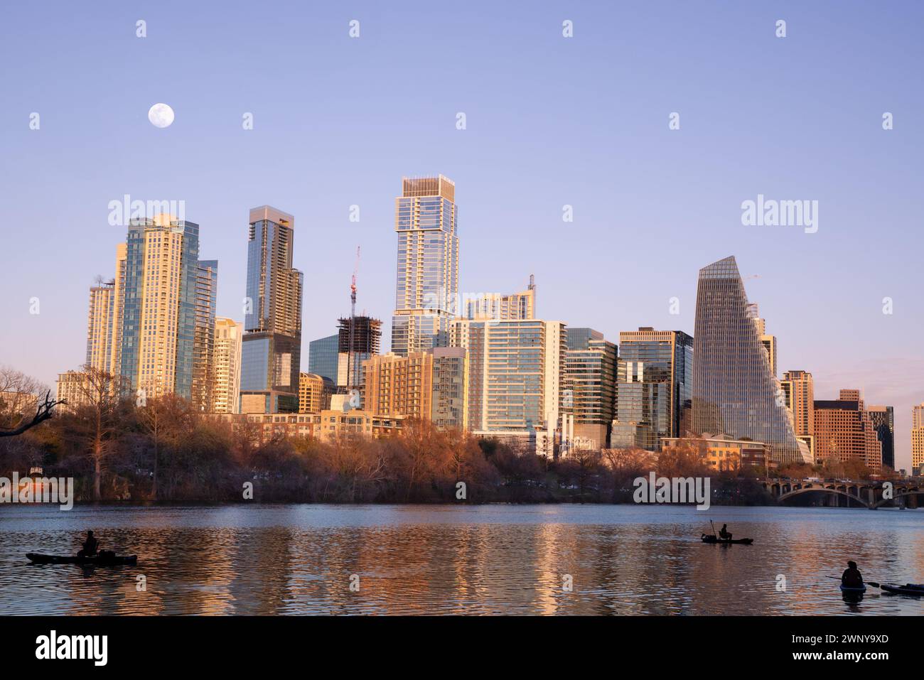 Austin Texas skyline at sunset with modern downtown buildings Stock ...