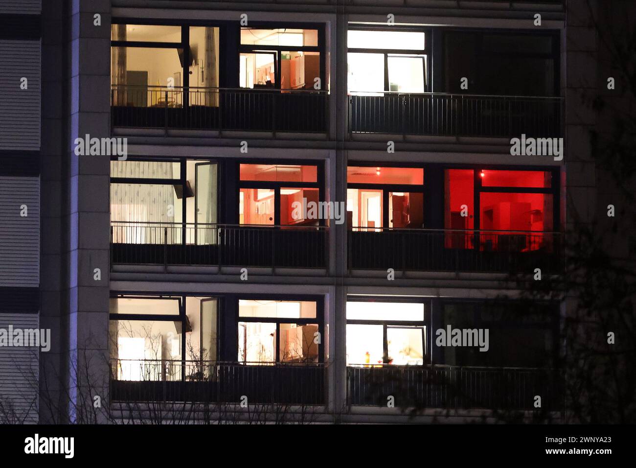 Aachen, Germany. 04th Mar, 2024. Flashing lights from a fire alarm ...
