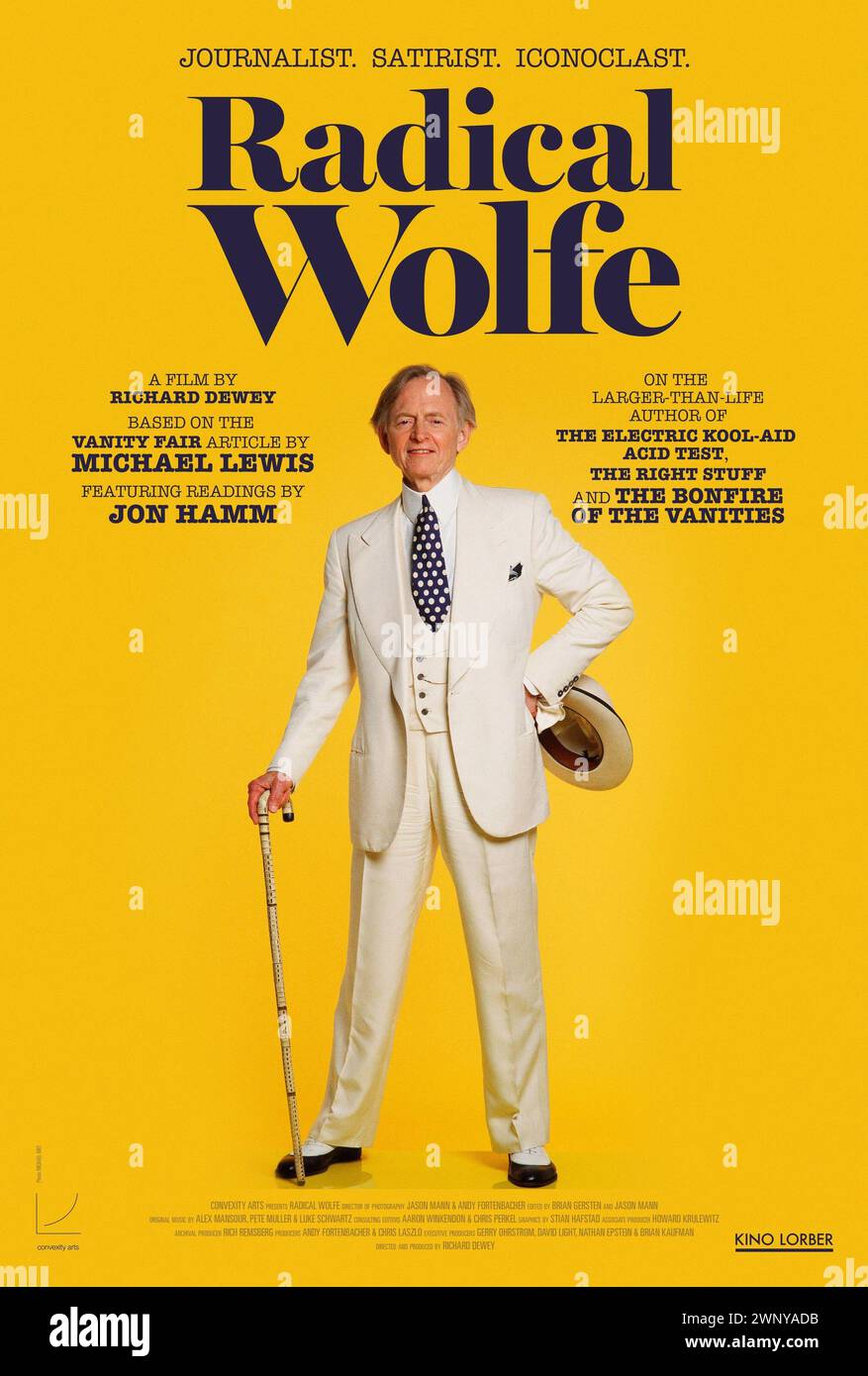RADICAL WOLFE, US poster, Tom Wolfe, 2023. © Kino Lorber /Courtesy ...