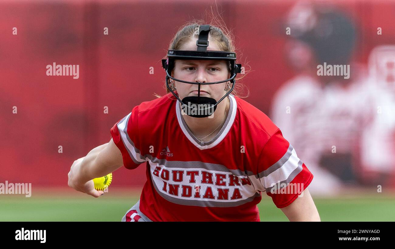 Southern Indiana pitcher Josie Newman (11) during an NCAA softball game ...