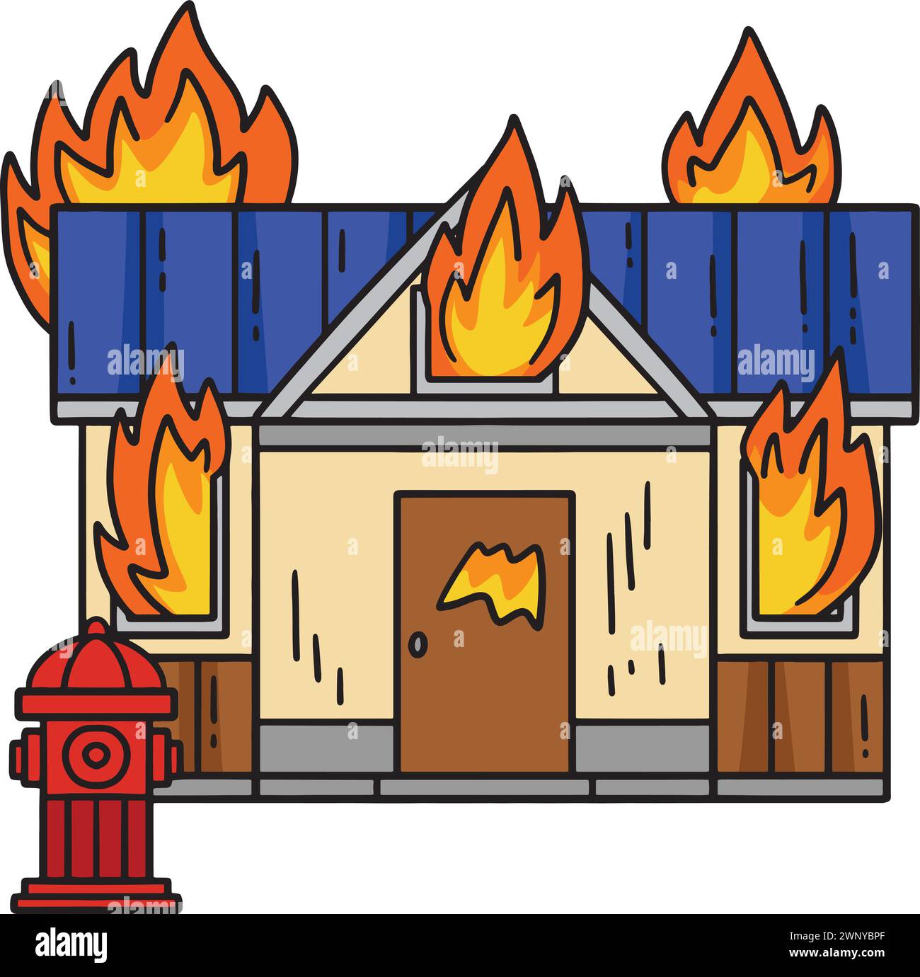 Burning House Cartoon Colored Clipart Illustration Stock Vector Image ...