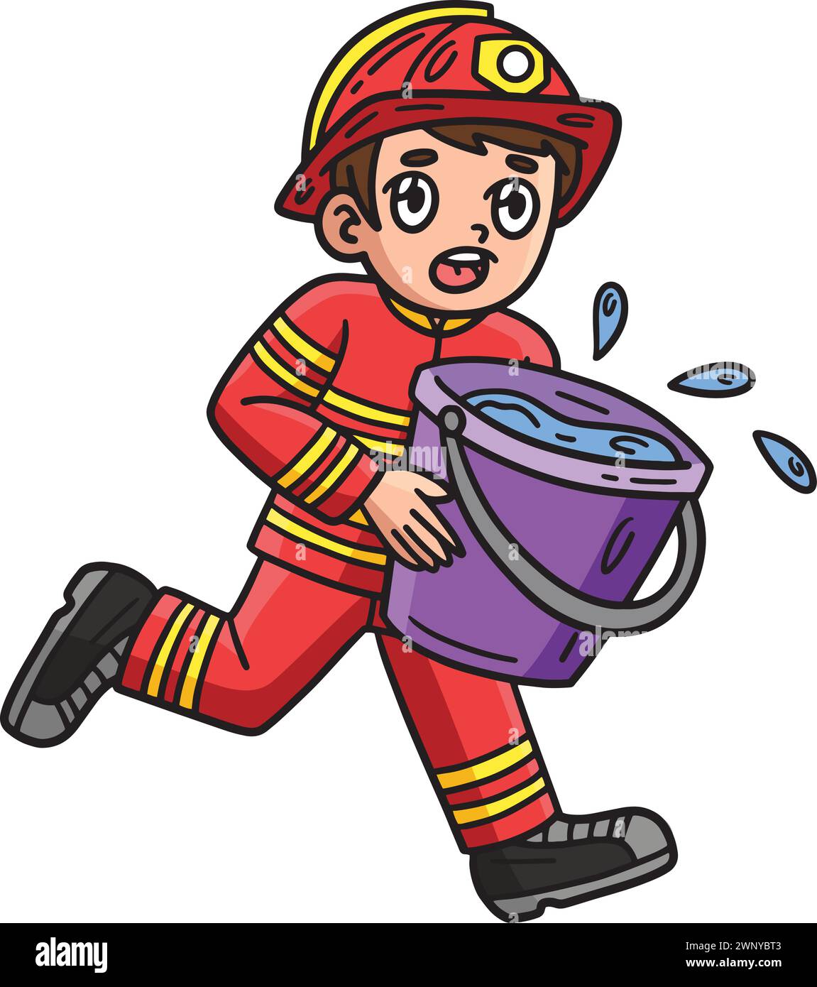 Firefighter with Water Bucket Cartoon Clipart Stock Vector Image & Art ...