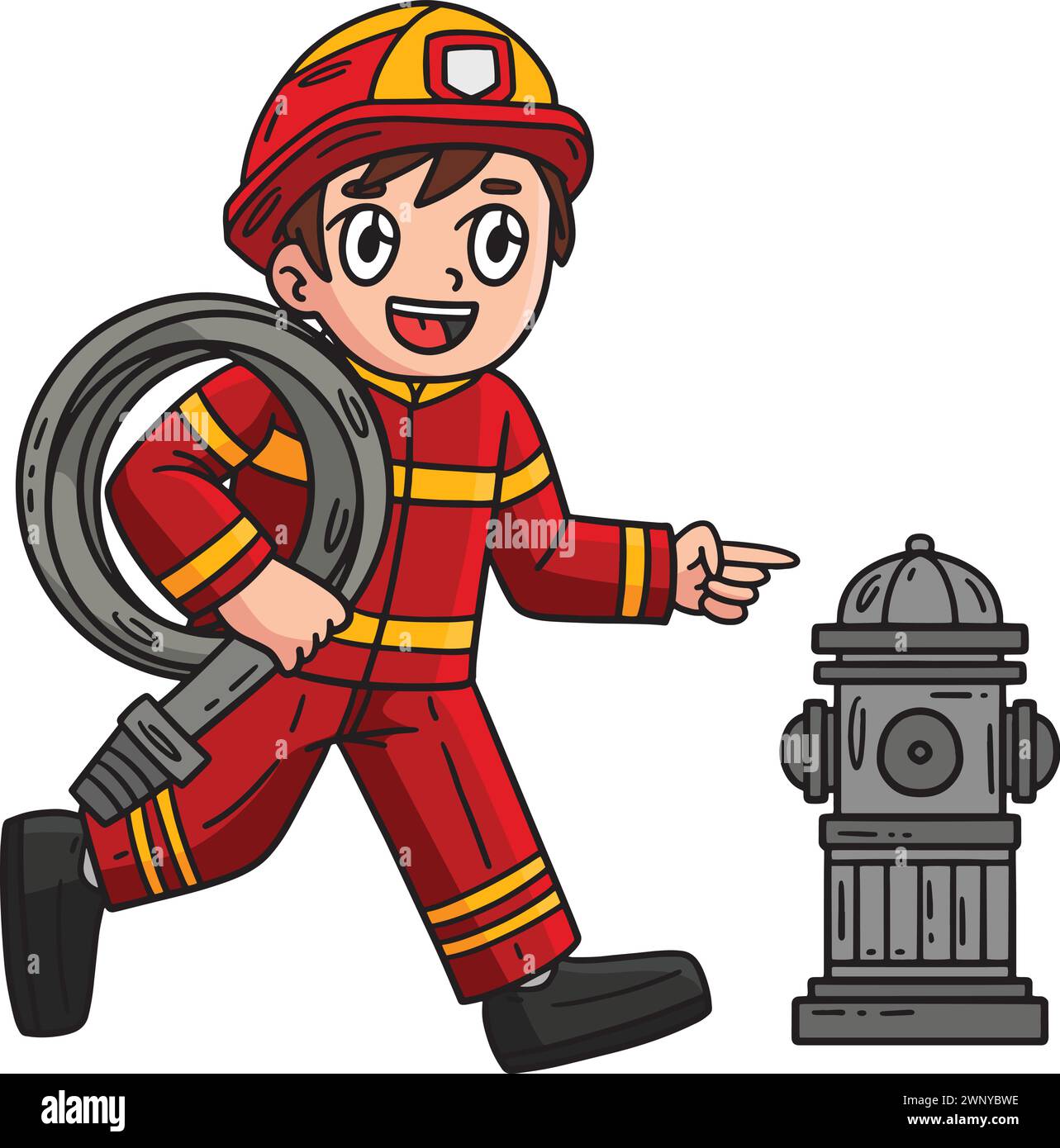 Firefighter and Fire Hydrant Cartoon Clipart Stock Vector Image & Art ...