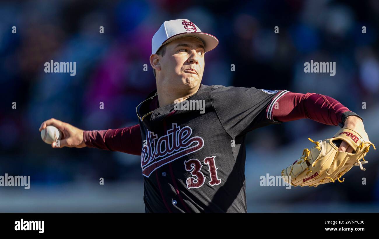 Mississippi State pitcher Karson Ligon (31) during an NCAA baseball ...