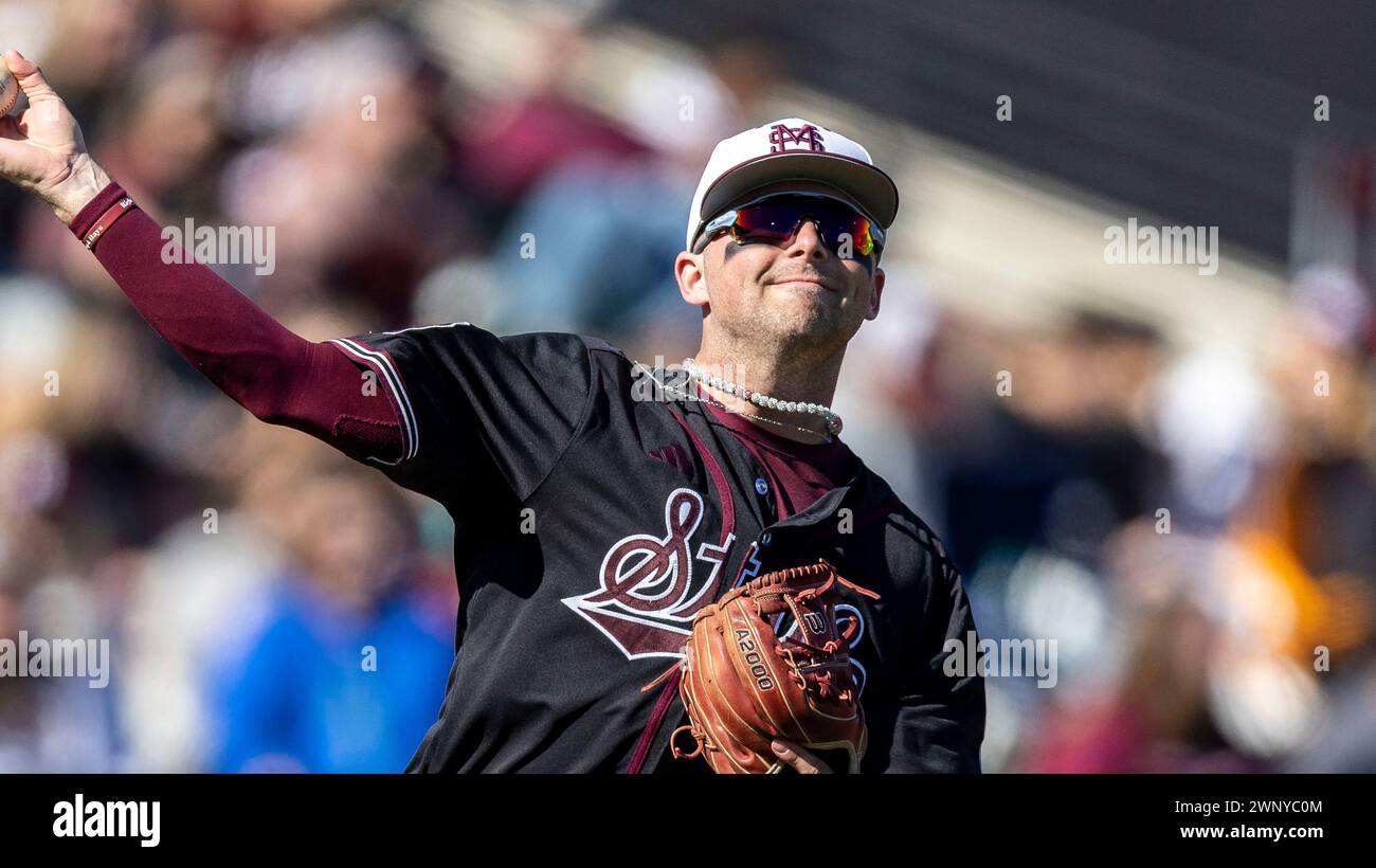 Mississippi State infielder Nate Chester (13) during an NCAA baseball ...