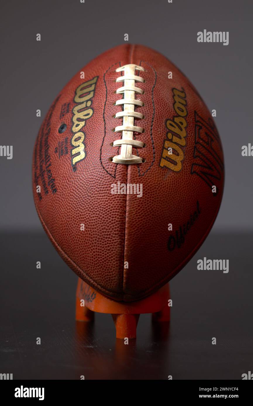 NFL Football on Kicking Stand Stock Photo - Alamy