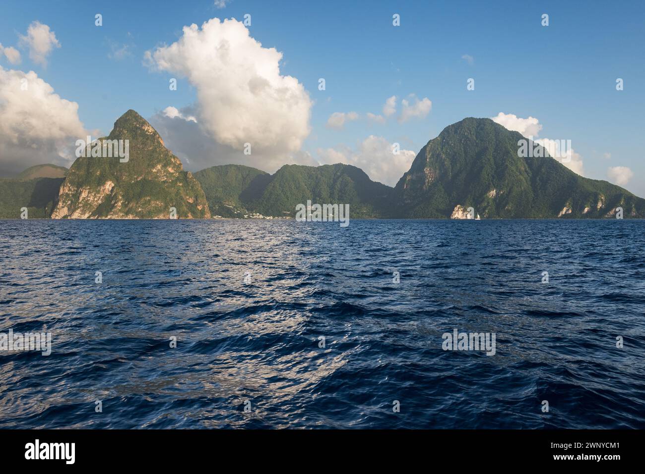 The Piton Peaks are two volcanic lava domes that rise above the ...