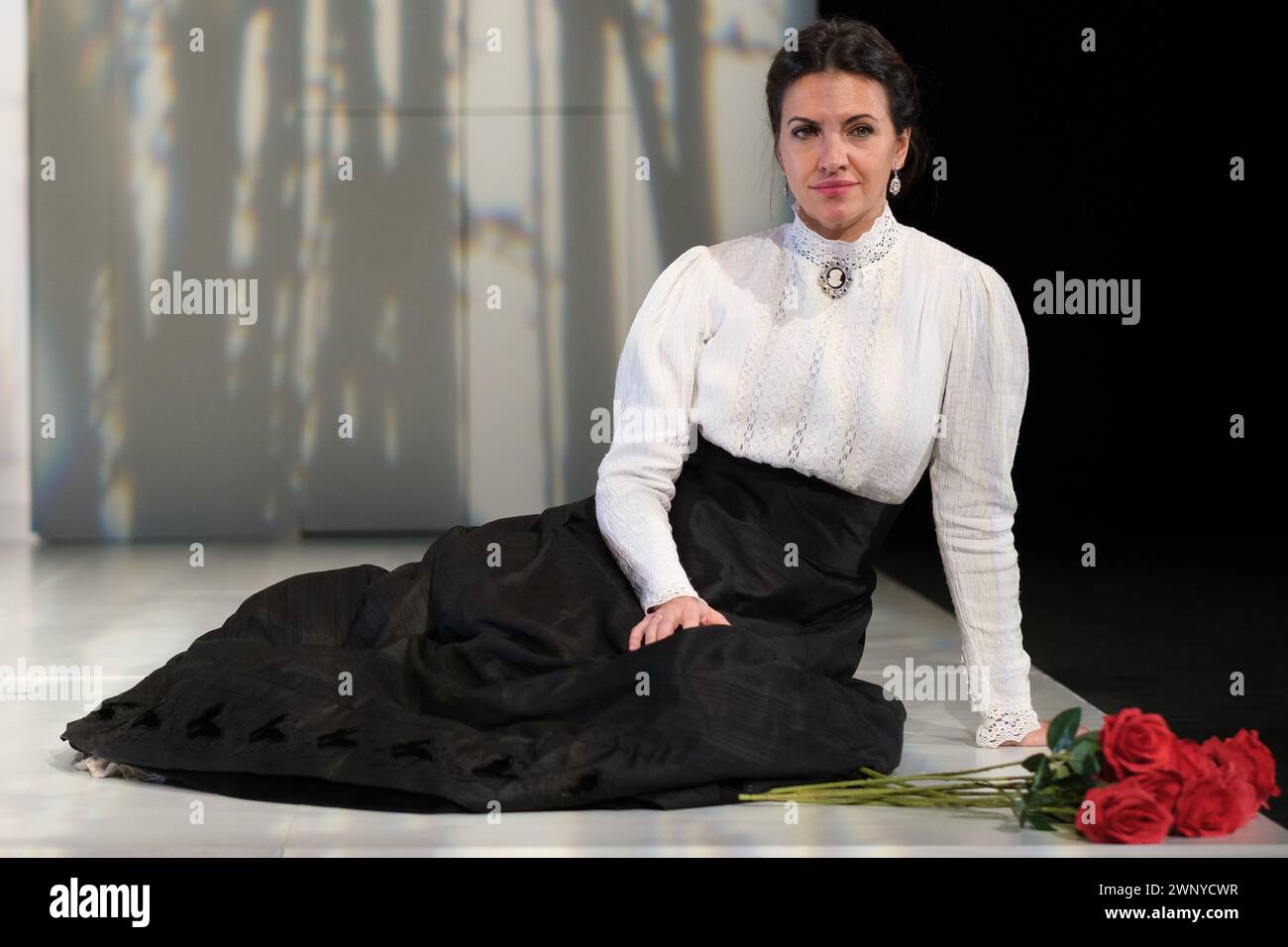 Actress Ana Ruiz performs during the presentation of the play "La ...