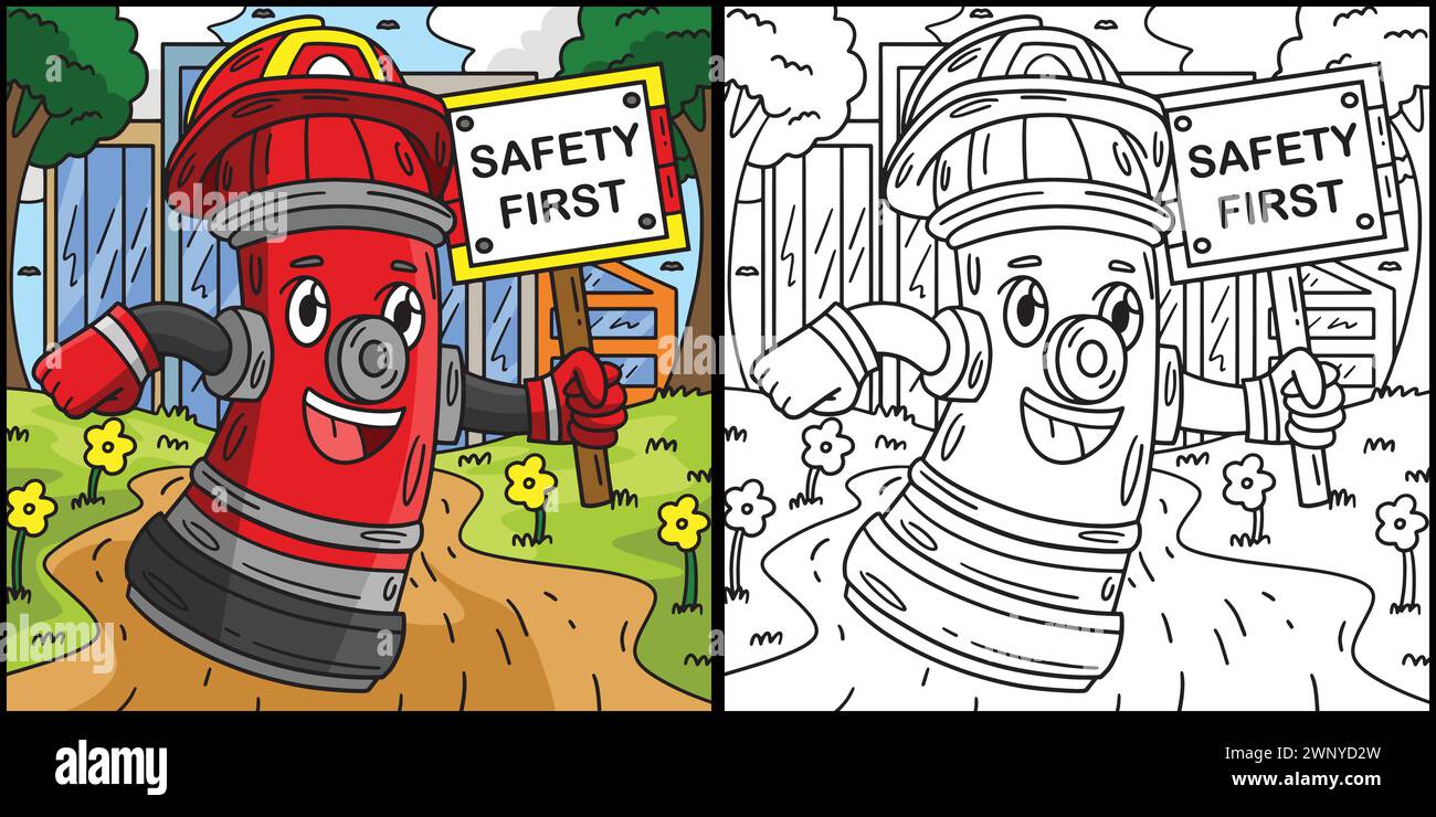 Firefighter Fire Hydrant Coloring Illustration Stock Vector Image & Art ...