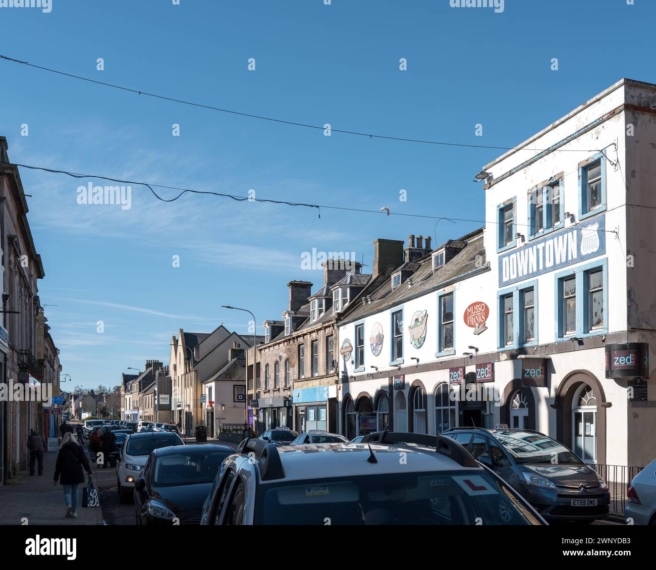 4 March 2024. Elgin,Moray,Scotland. This is a view along High Street in ...