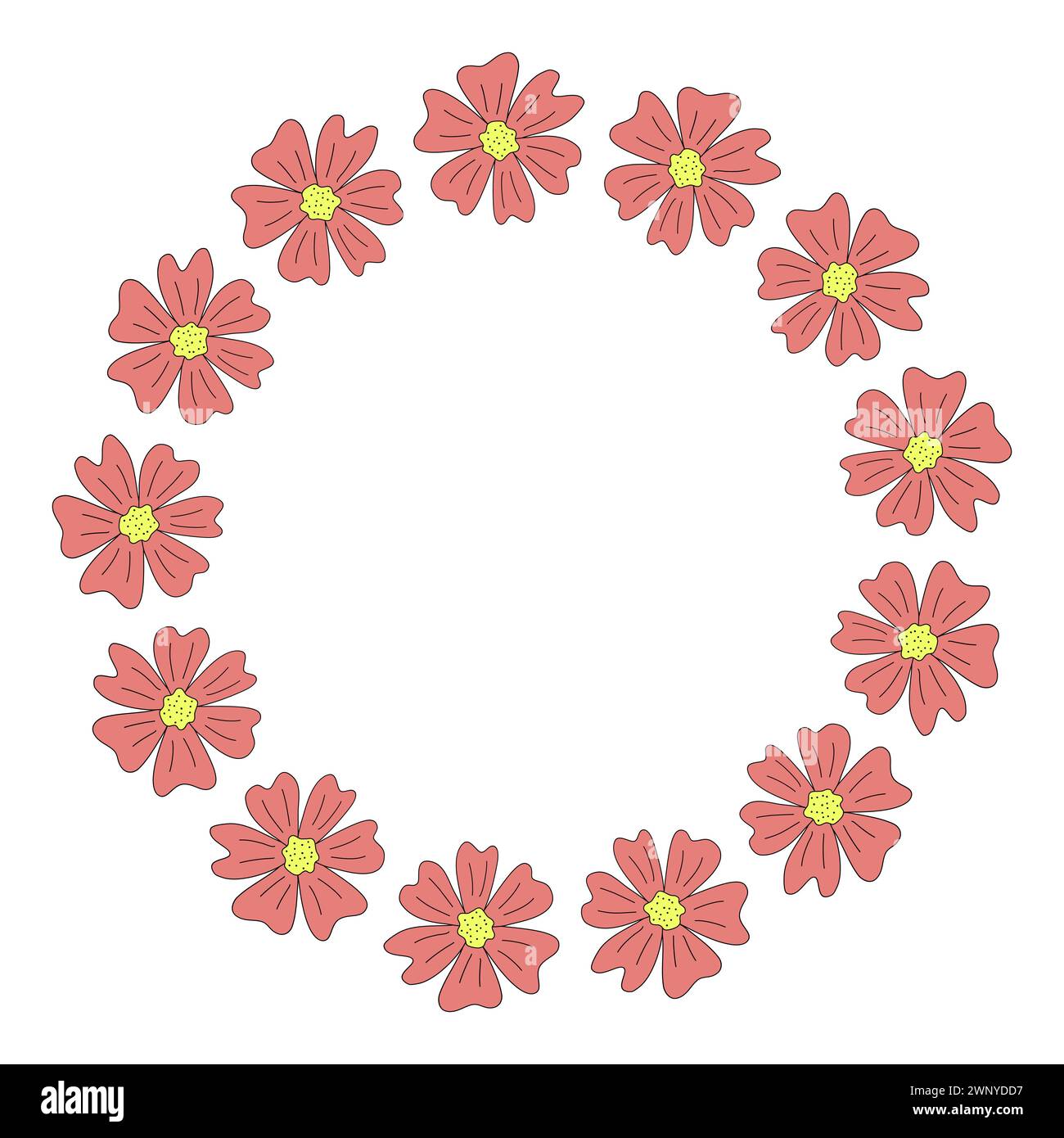 Round frame with daisy flowers and place for text, spring design ...