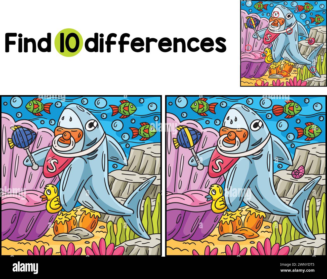 Baby Shark Find The Differences Stock Vector Image & Art - Alamy