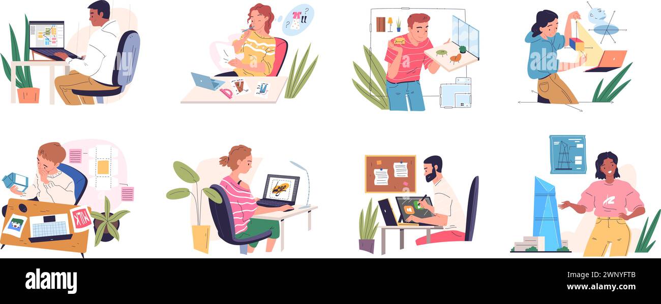 Designers creative occupation. Interior industrial graphic designer ...