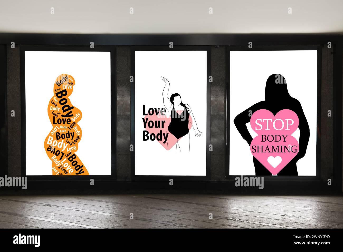 Accept your body and love yourself. Posters with body positive pictures ...