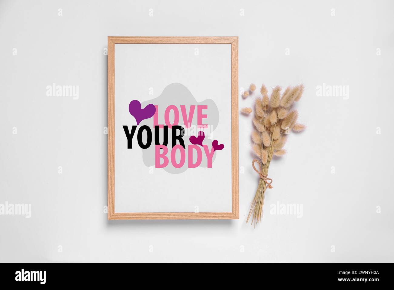 Stop shaming yourself! Poster with words Love Your Body in frame and ...