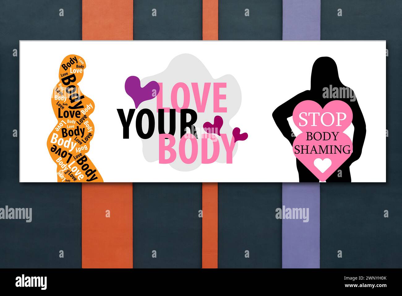Accept your body and love yourself. Poster with body positive pictures ...