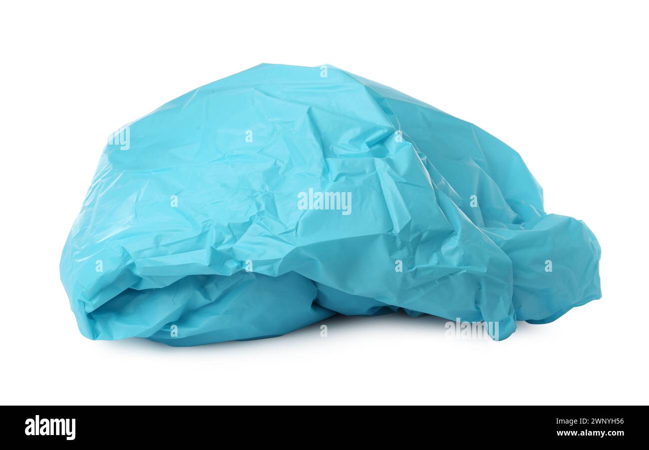 Light blue plastic bag isolated on white Stock Photo - Alamy