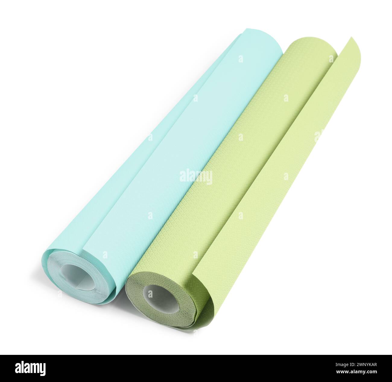 Two colorful wallpaper rolls isolated on white Stock Photo - Alamy