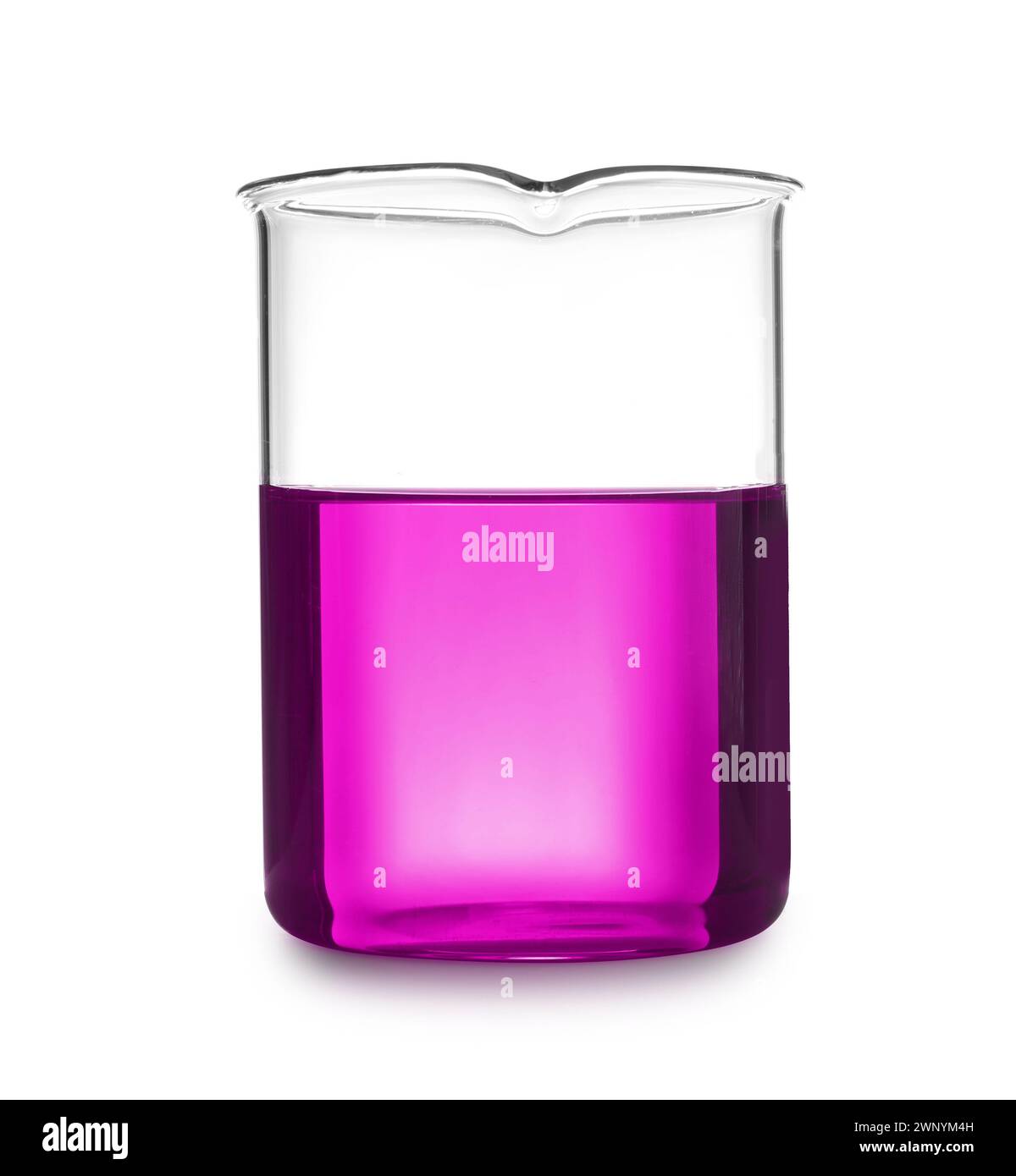 Beaker with violet liquid isolated on white. Laboratory glassware Stock ...