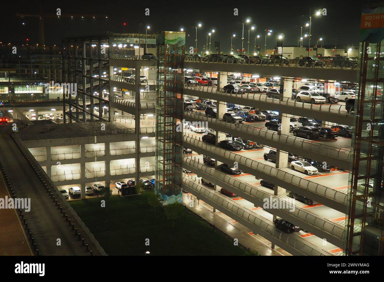 Istanbul, Turkey, December 31, 2023: Multi-storey modern parking with ...