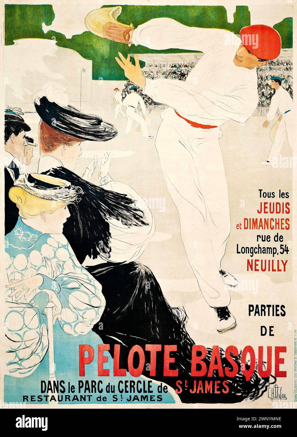 Vintage French Sports Poster. Pelote Basque, dans le Parc dy Cercle de ...